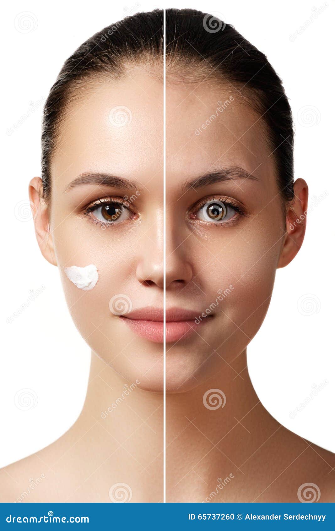 Woman before and after Digital Makeup and Retouching Makeover on Stock ...