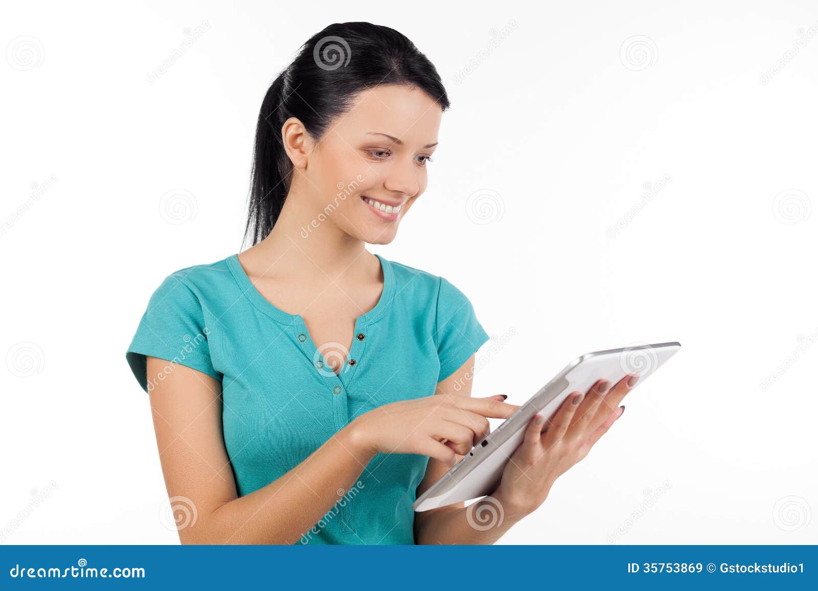 Woman with digital tablet. stock image. Image of beautiful - 35753869
