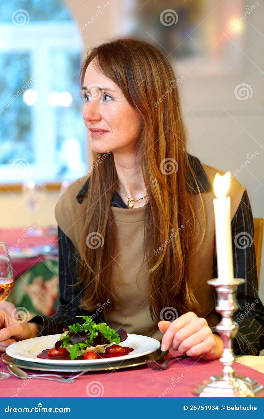 Woman Dining Out stock photo. Image of candlelight, conversation - 26751934