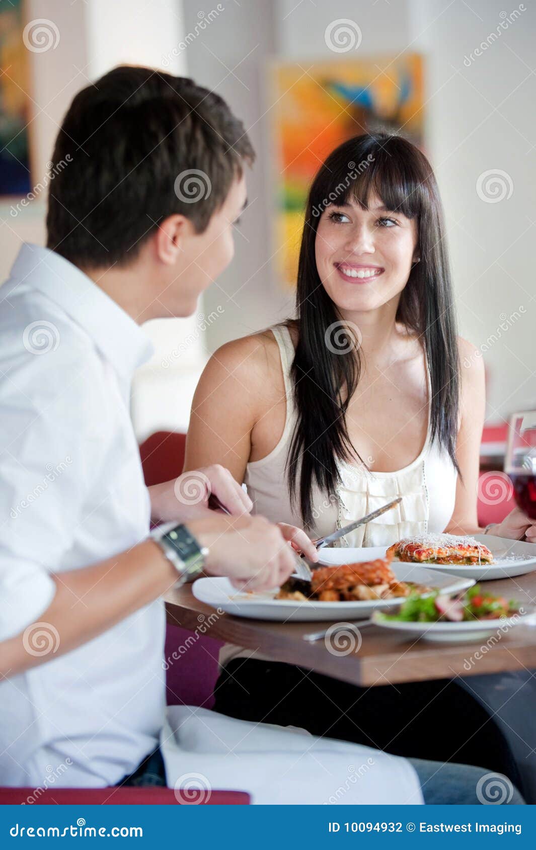 Woman Dining with Partner stock photo. Image of embrace - 10094932