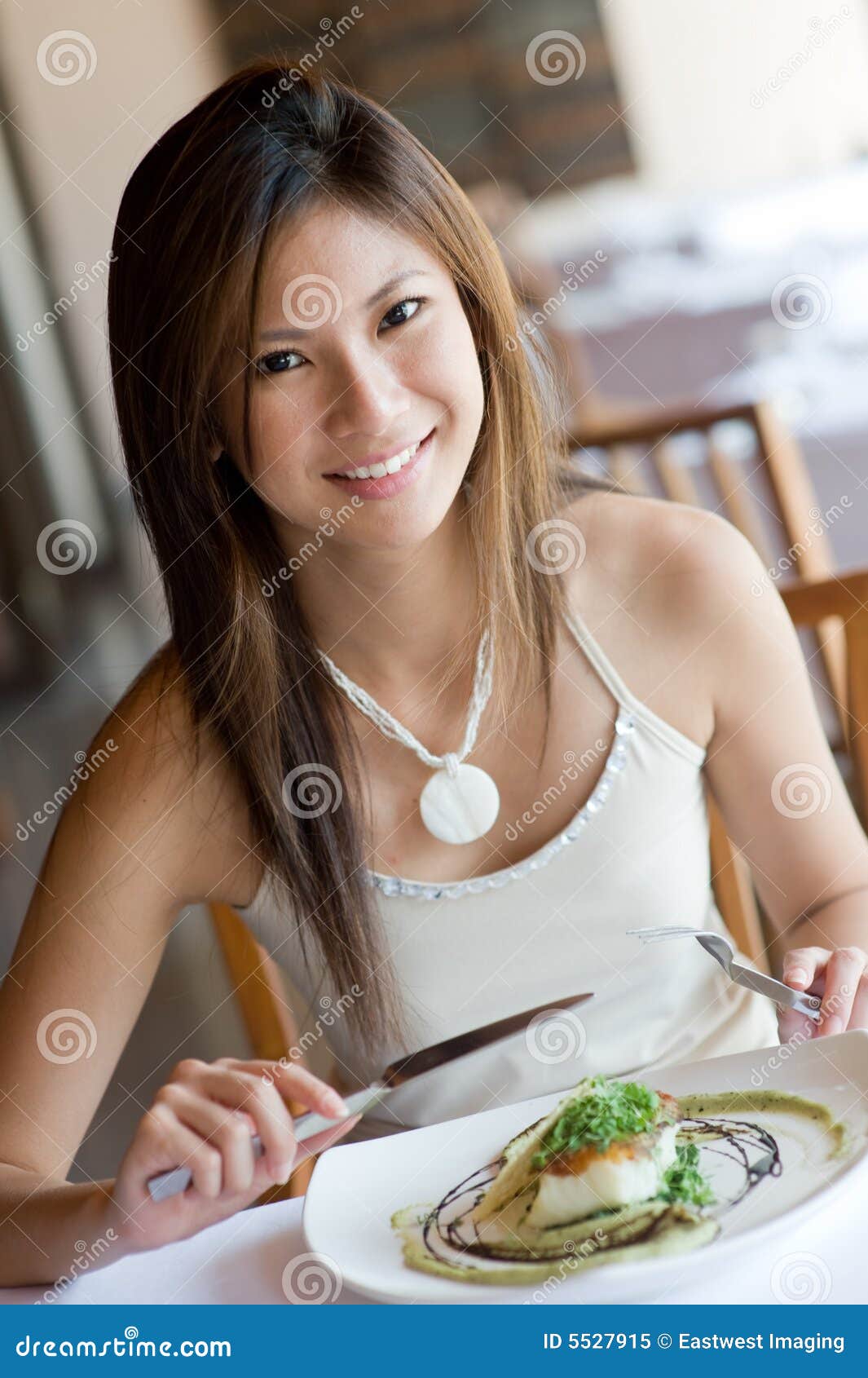 Woman at Dinner stock image. Image of woman, outdoors - 5527915