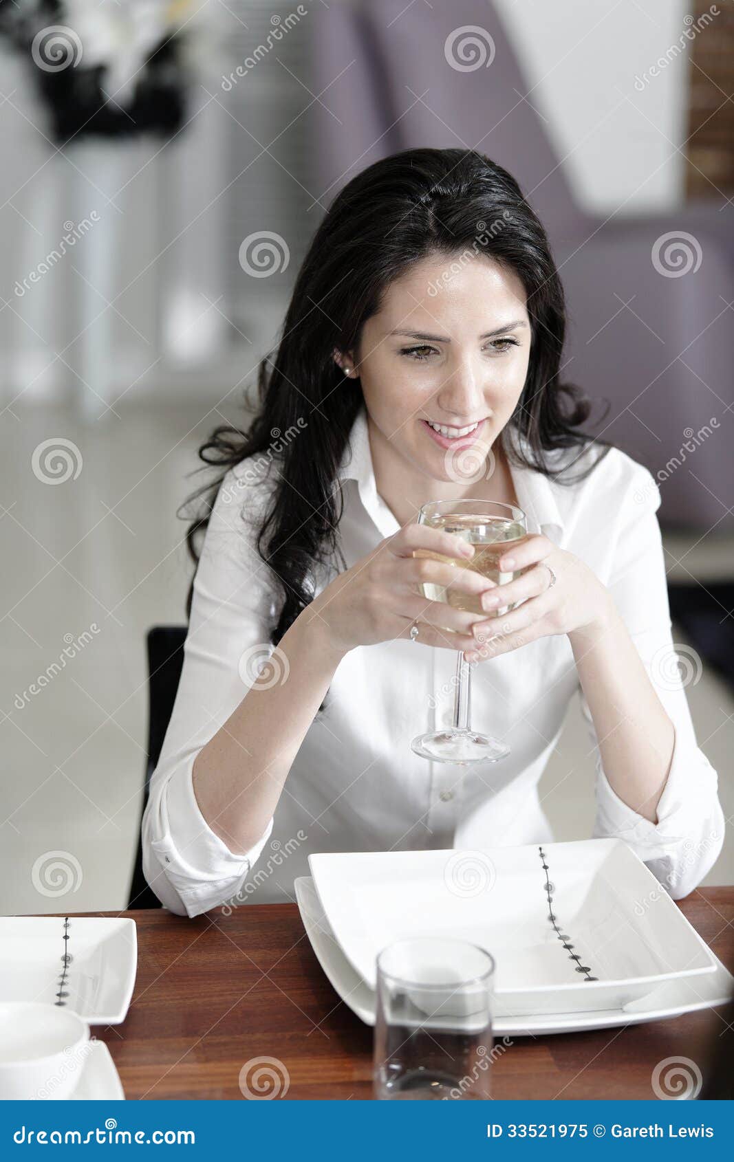 Woman at the dinner table stock image. Image of meeting - 33521975