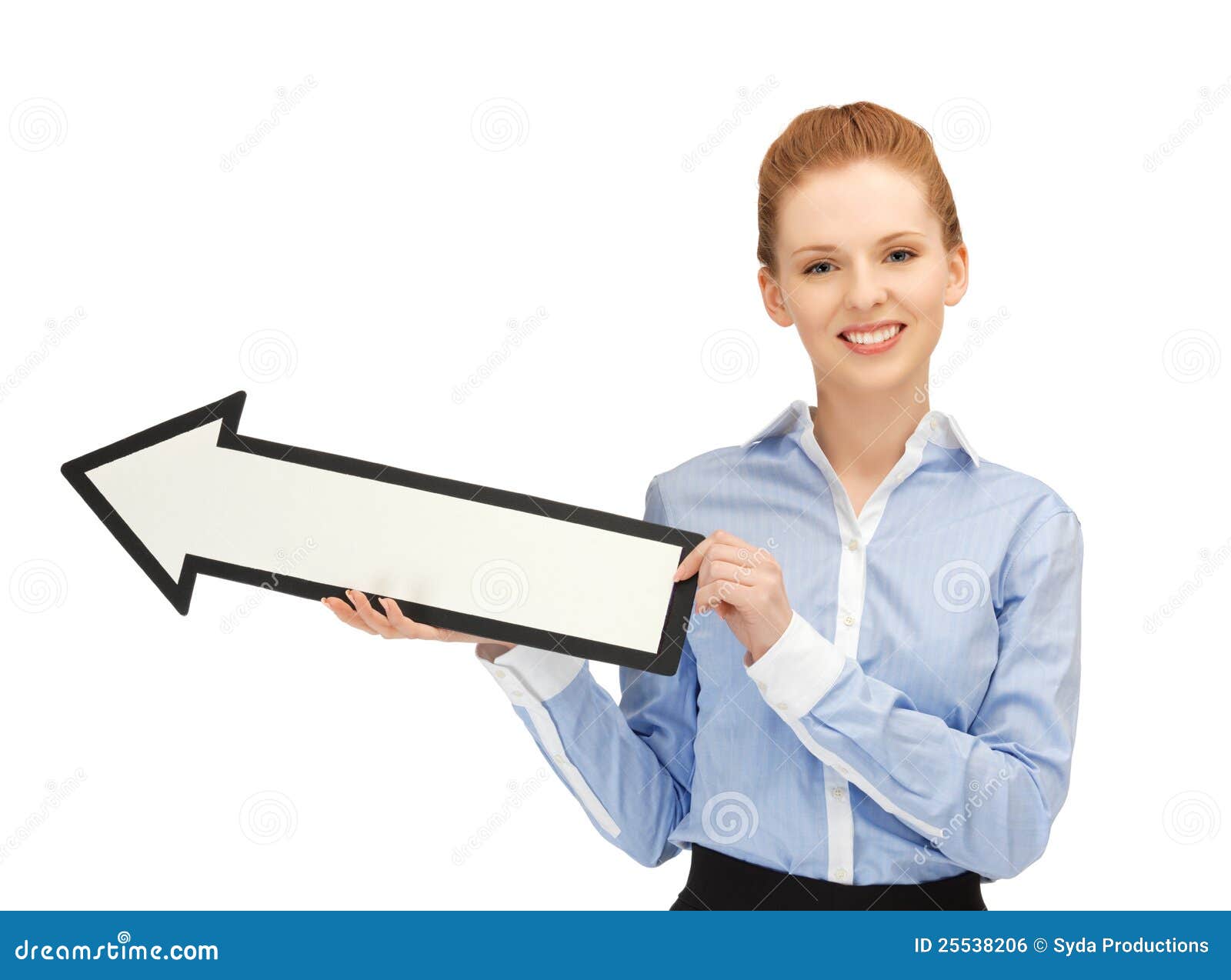 Woman with Direction Arrow Sign Stock Photo - Image of gorgeous ...