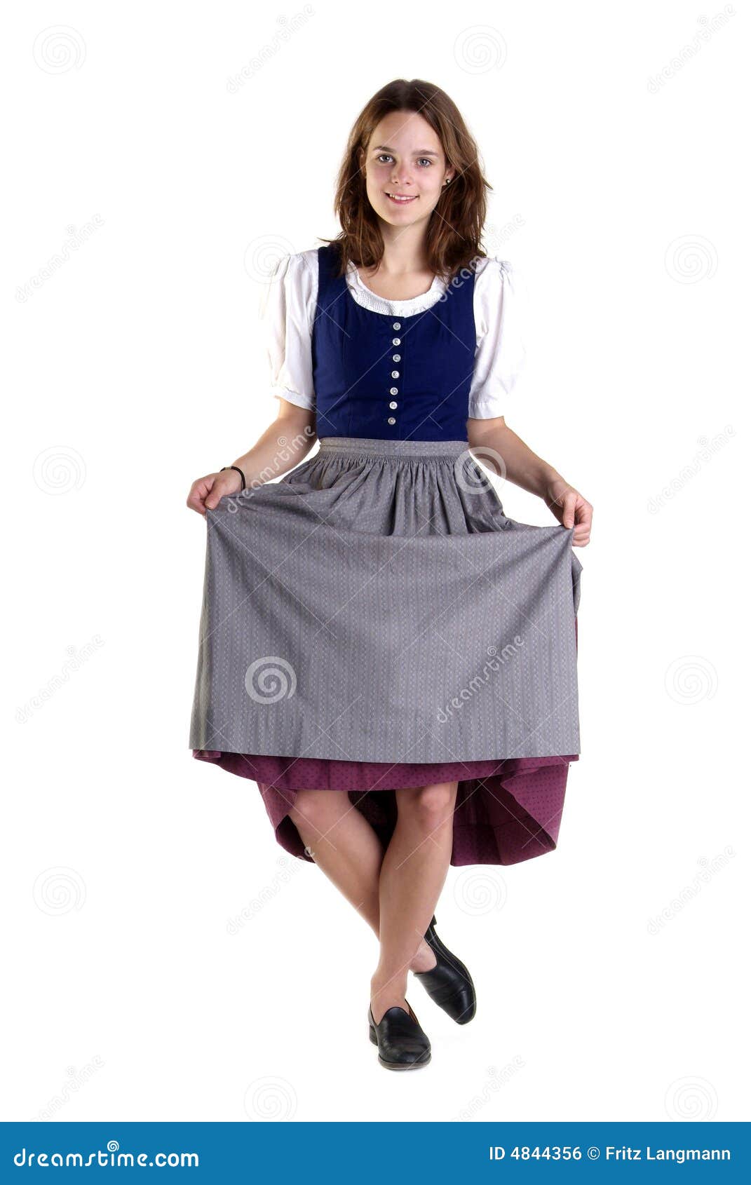 Woman in Dirndl Drops a Curtsey Stock Photo - Image of devot, affection ...