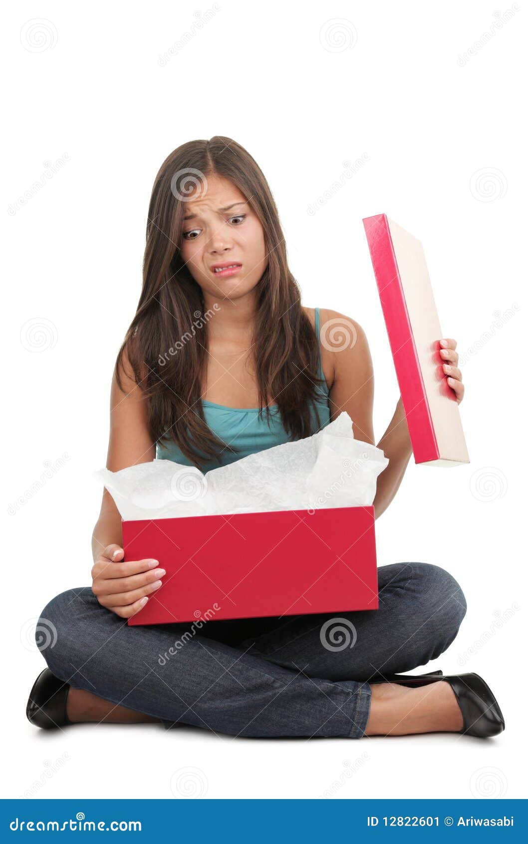 Gift Box Upset Beautiful Women Stock Photos - Free & Royalty-Free Stock ...