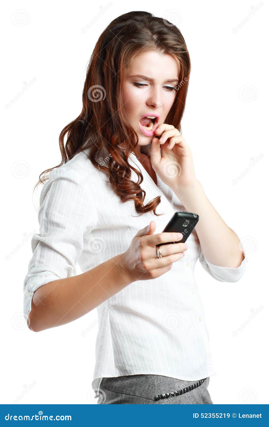 Woman Dismayed she Sees on Phone Stock Image - Image of dismay, betray ...