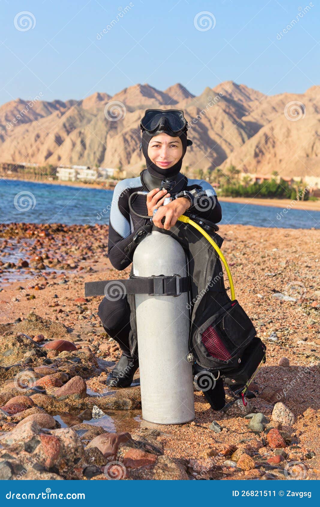 Woman diver stock image. Image of extreme, pressure, scuba - 26821511