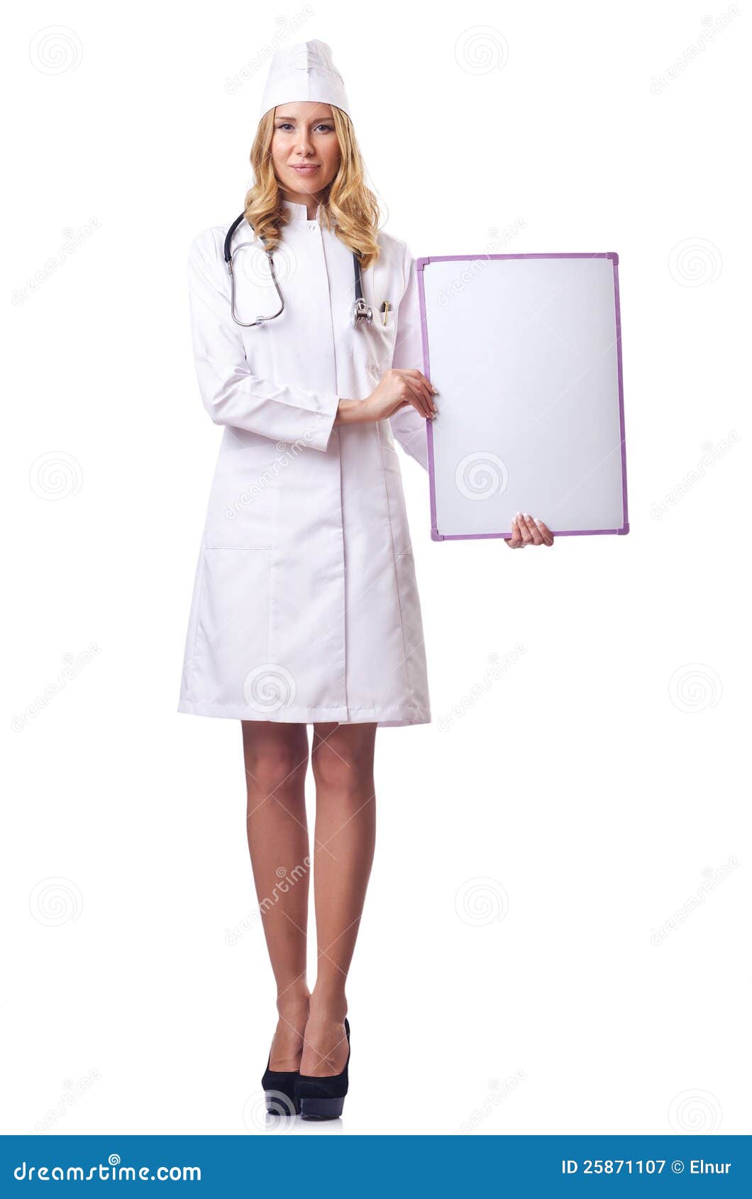 Woman doctor with board stock image. Image of adult, isolated - 25871107