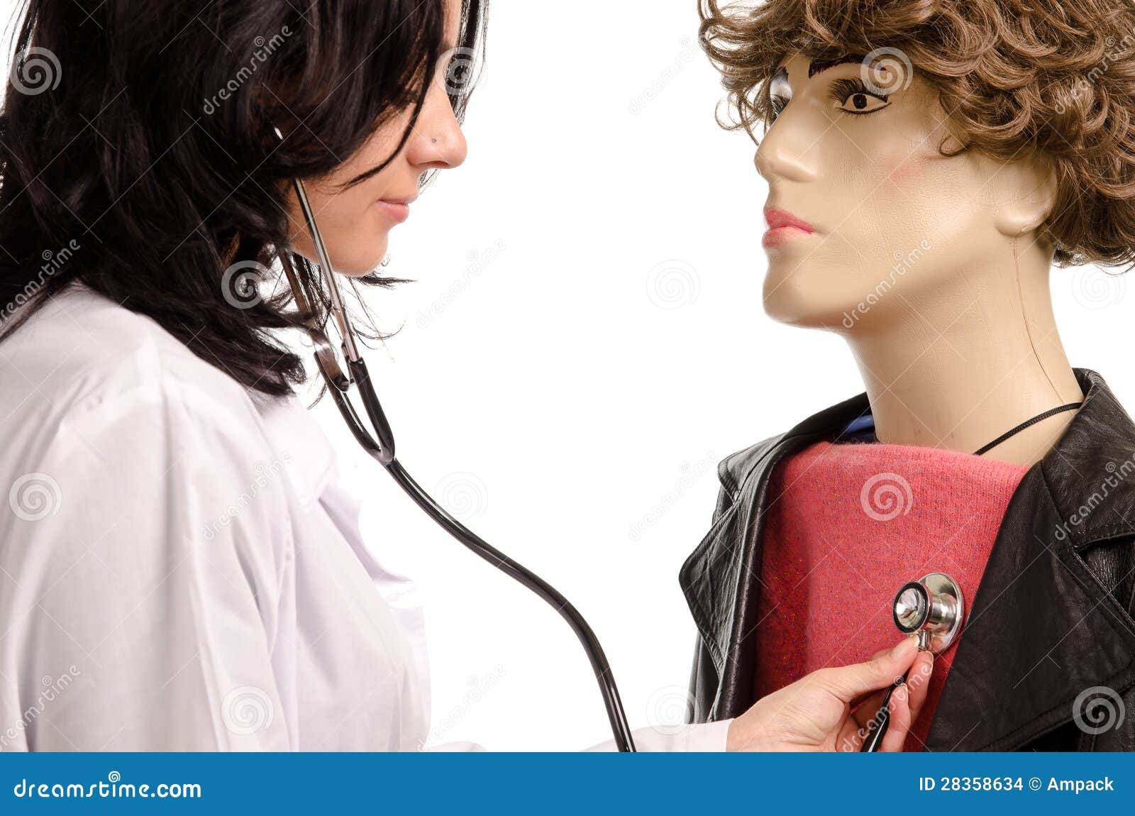 Woman Doctor Checking the Heart Stock Photo - Image of check, checking ...