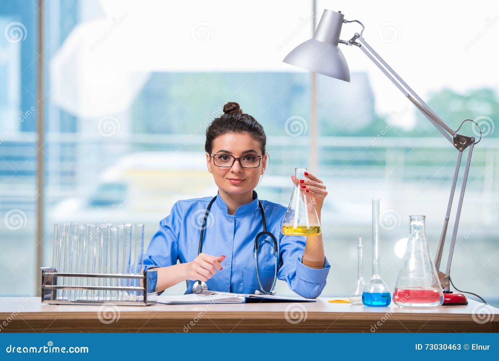 The Woman Doctor Doing Chemical Tests in Laboratory Stock Image - Image ...