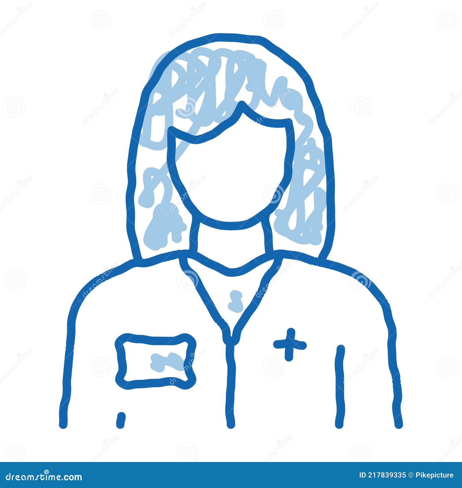 Woman Doctor Doodle Icon Hand Drawn Illustration Stock Vector