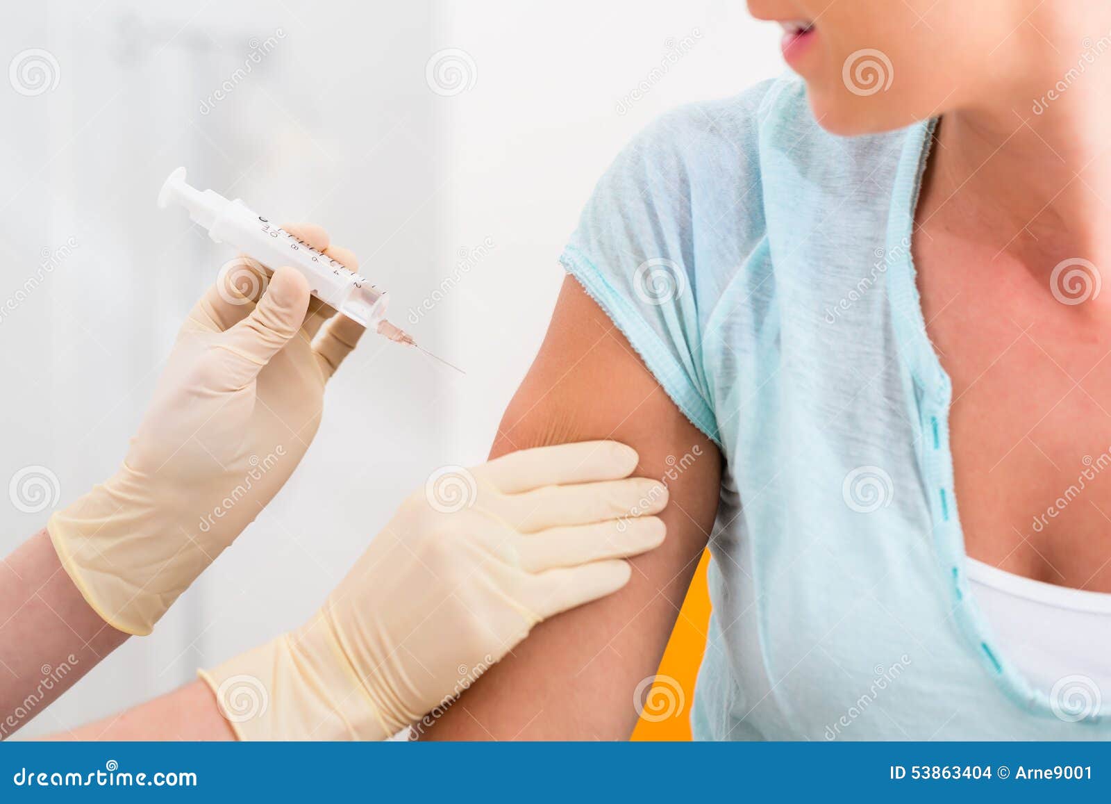 Woman at Doctor Getting Vaccination Syringe Stock Photo - Image of ...
