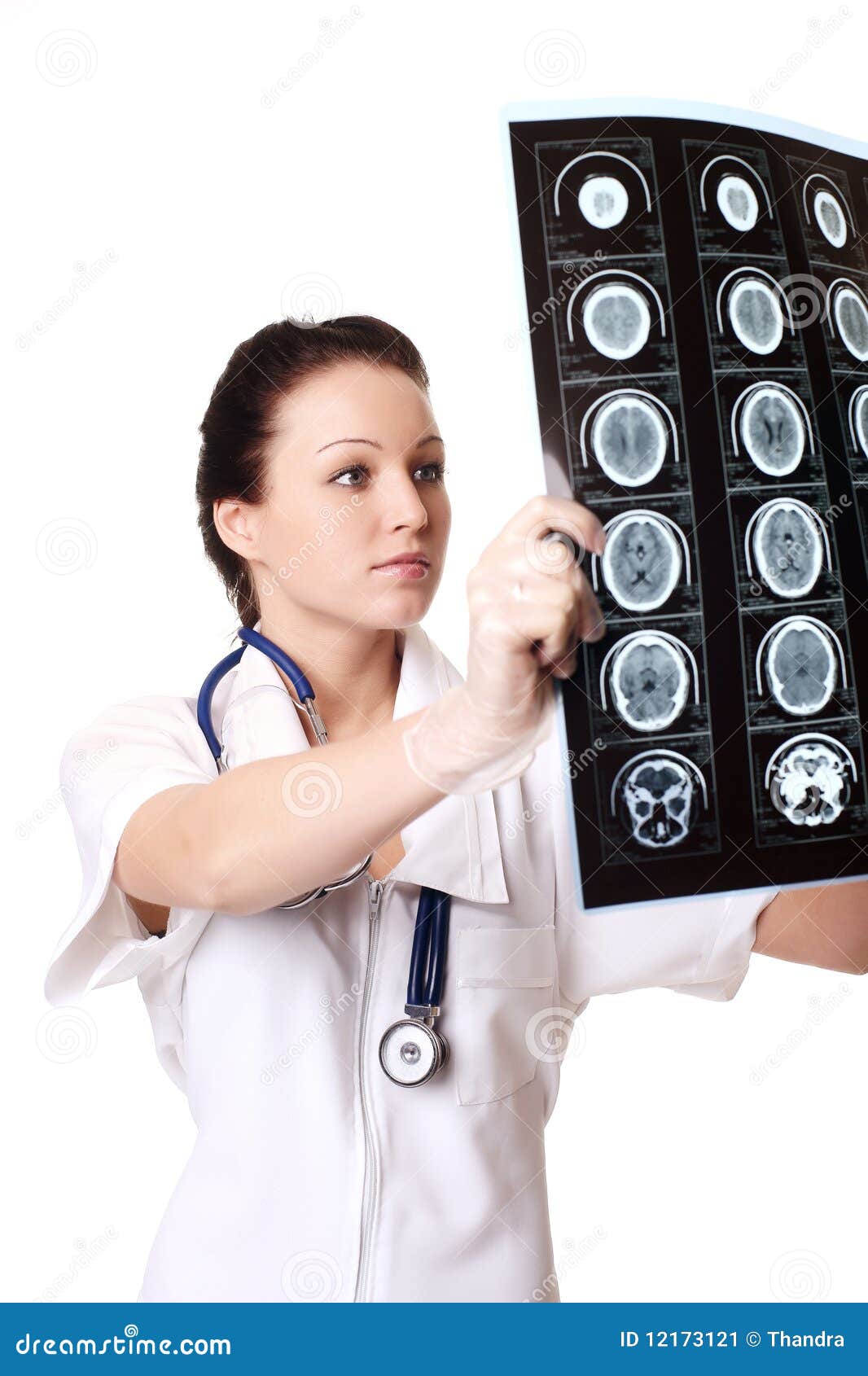 Woman Doctor with X-rays of Brain Stock Image - Image of occupation ...