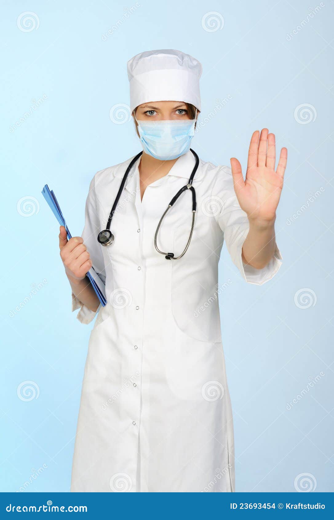 Woman doctor saying Stop stock photo. Image of girl, doctor - 23693454