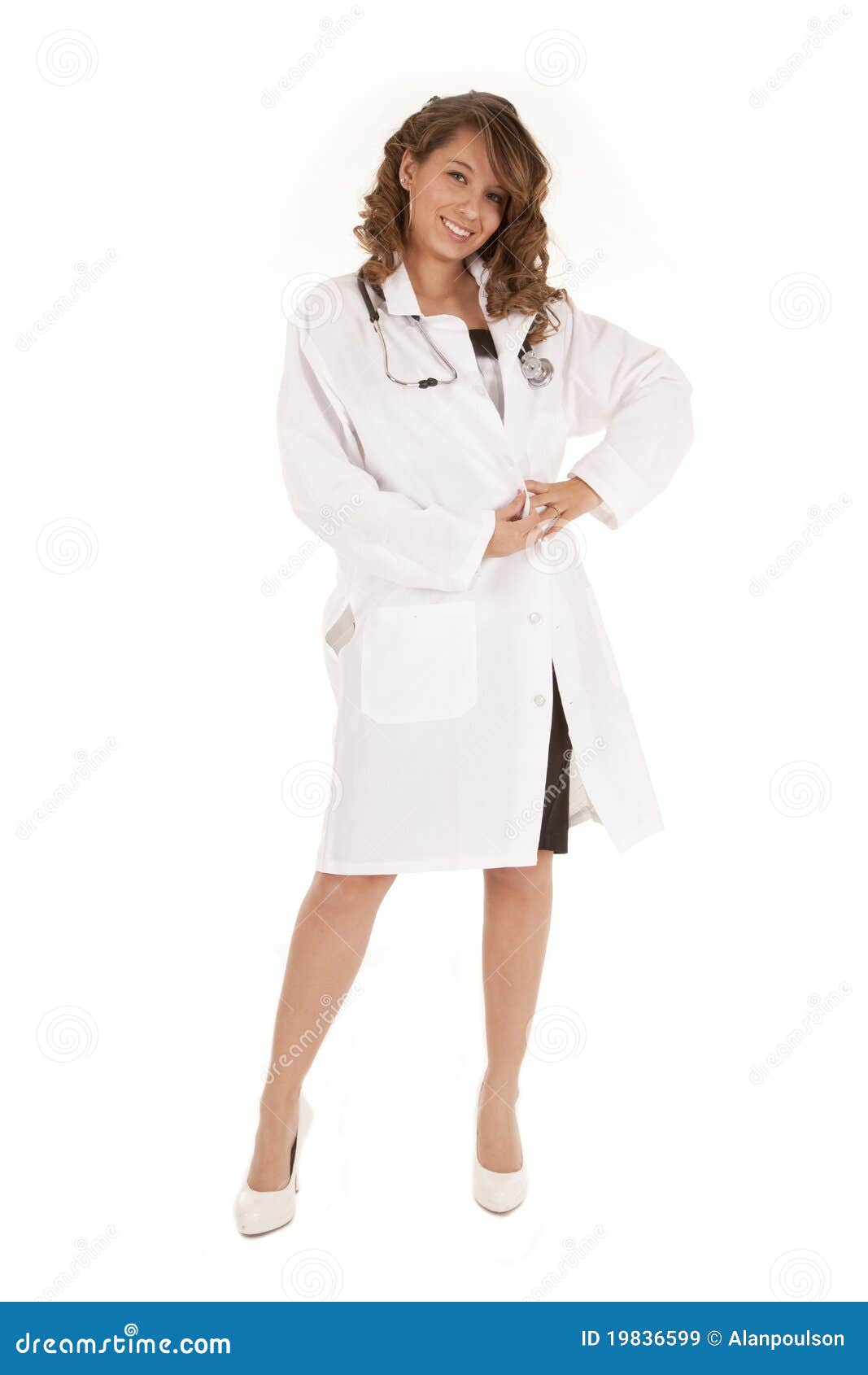 Woman Doctor Stand in White Coat Stock Image - Image of lifestyle ...
