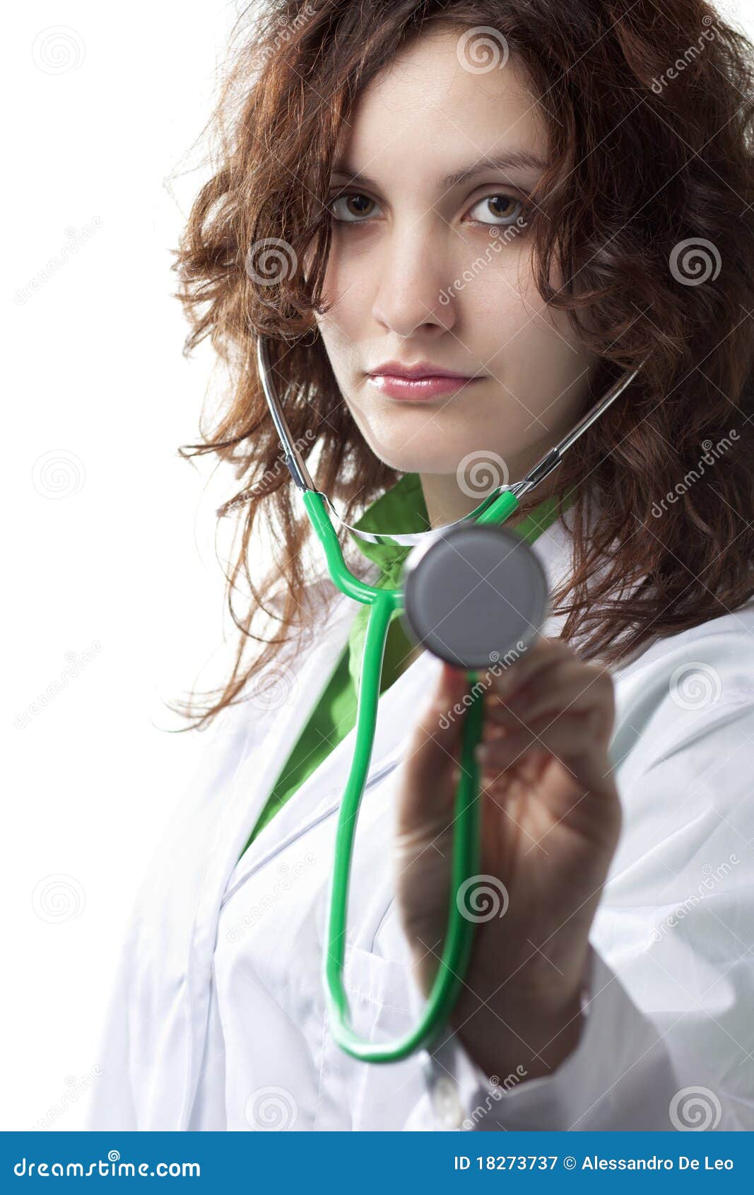 Woman Doctor with Stethoscope Stock Image - Image of looking, space ...