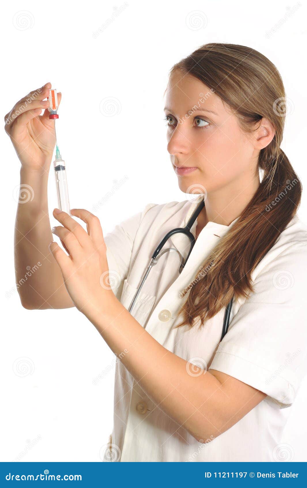 Woman doctor with syringe stock image. Image of nurse - 11211197