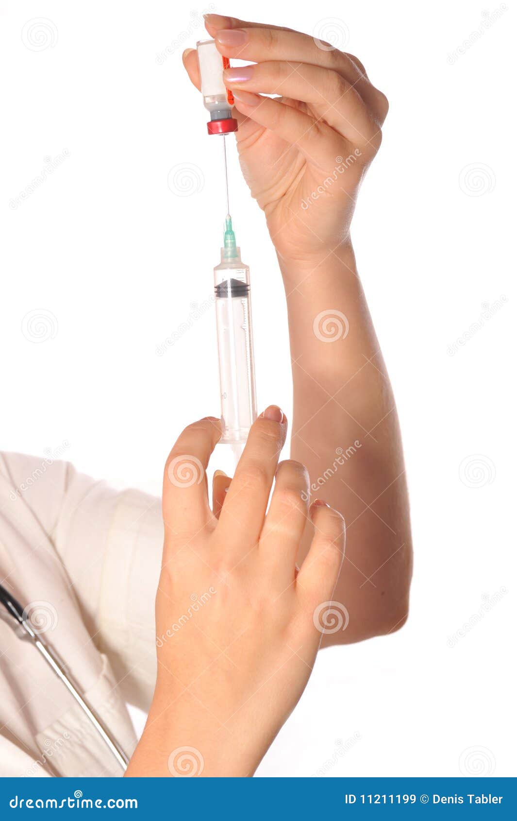 Woman doctor with syringe stock image. Image of care - 11211199