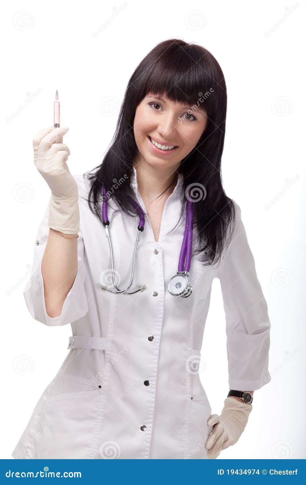 Woman doctor with syringe stock photo. Image of beautiful - 19434974
