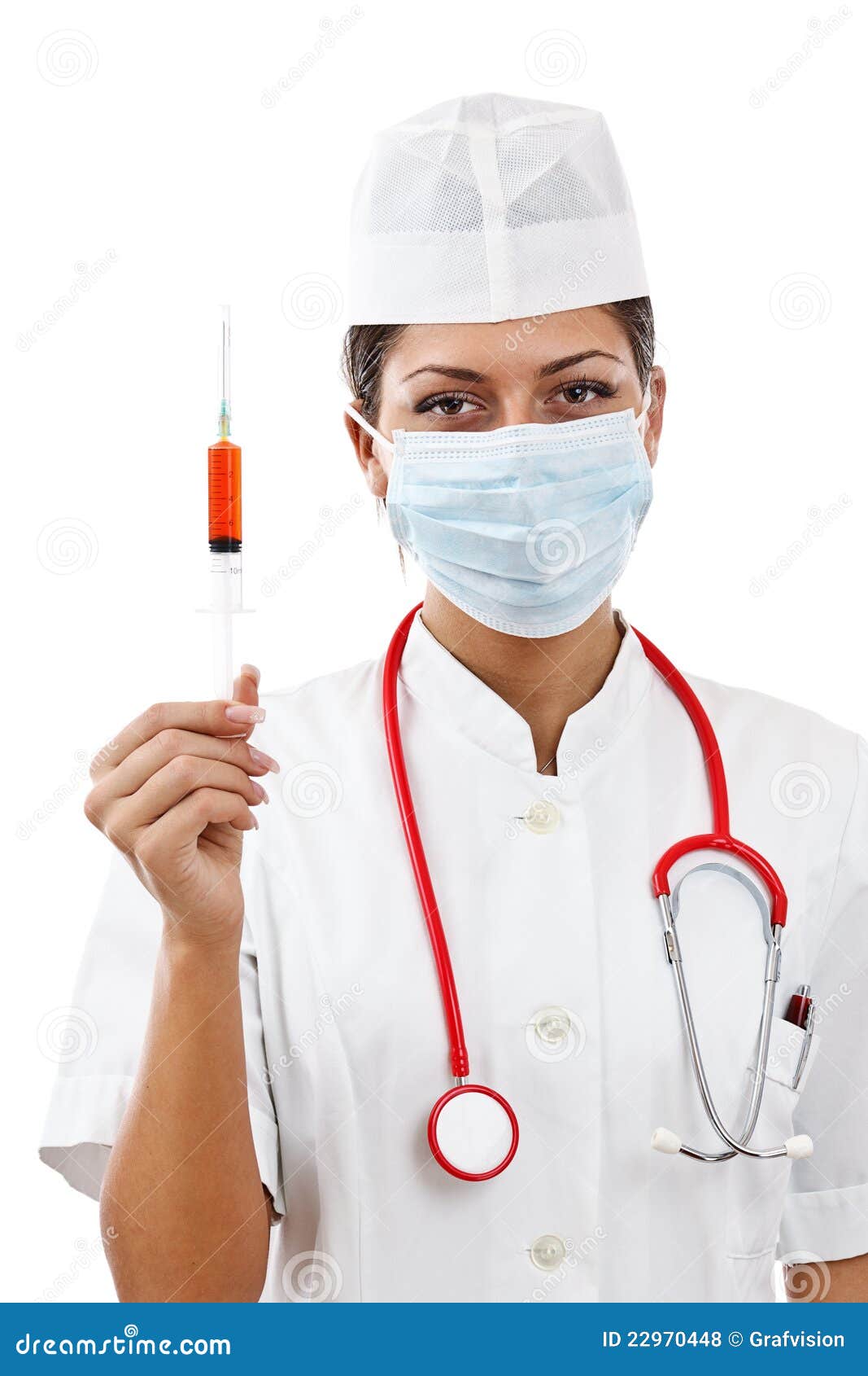 Woman doctor with syringe stock photo. Image of mask - 22970448