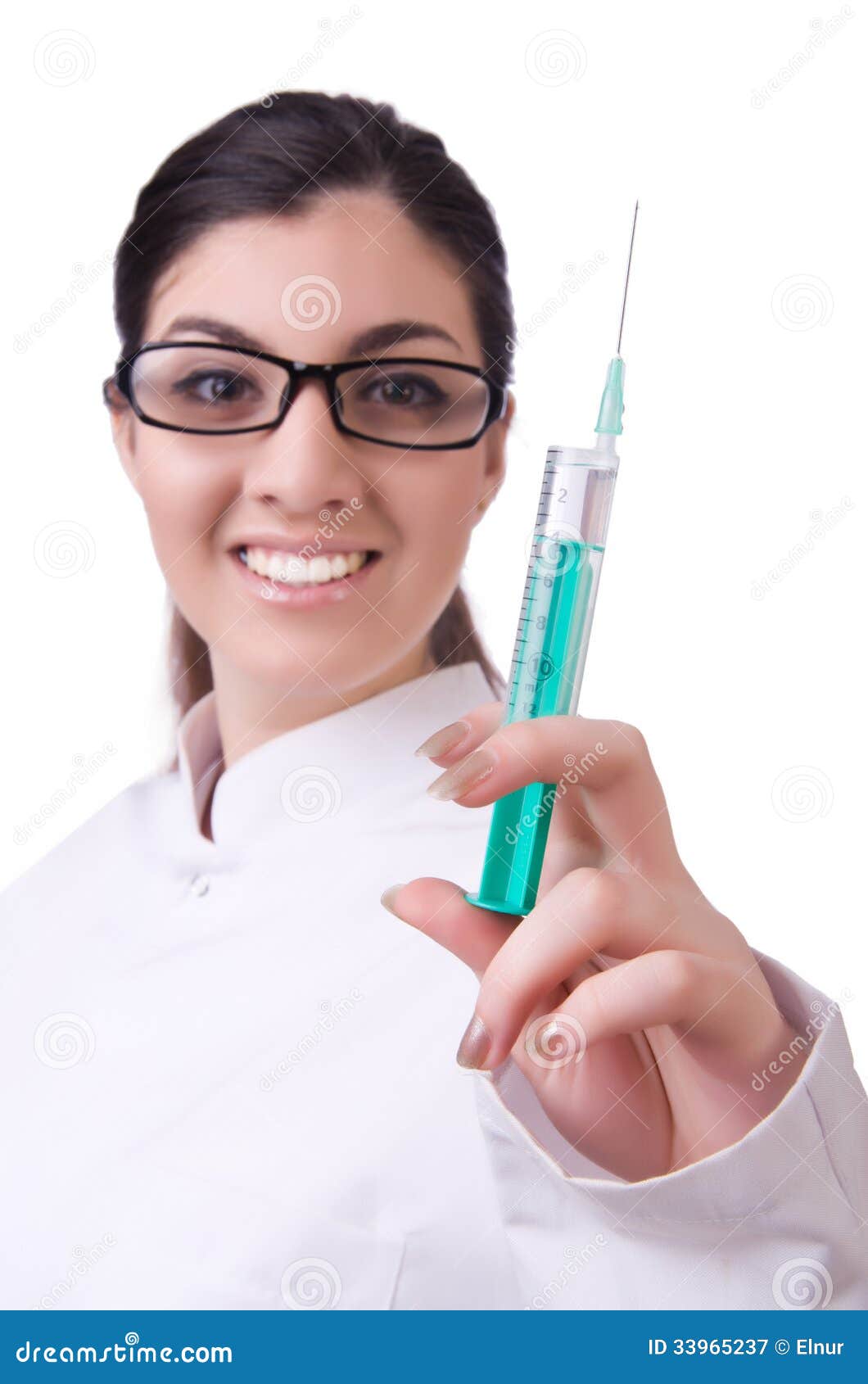 Woman doctor with syringe stock image. Image of doctor - 33965237