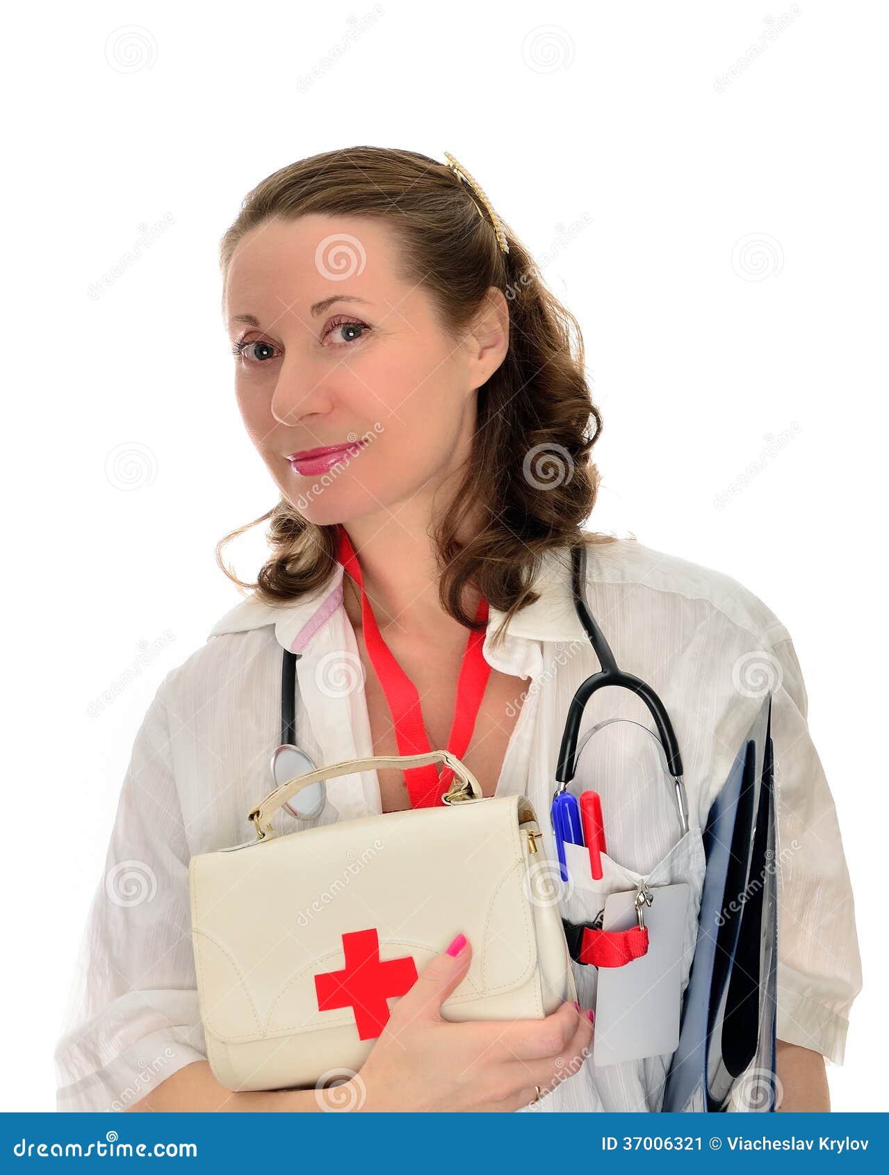 Woman doctor at work editorial photo. Image of cross - 37006321