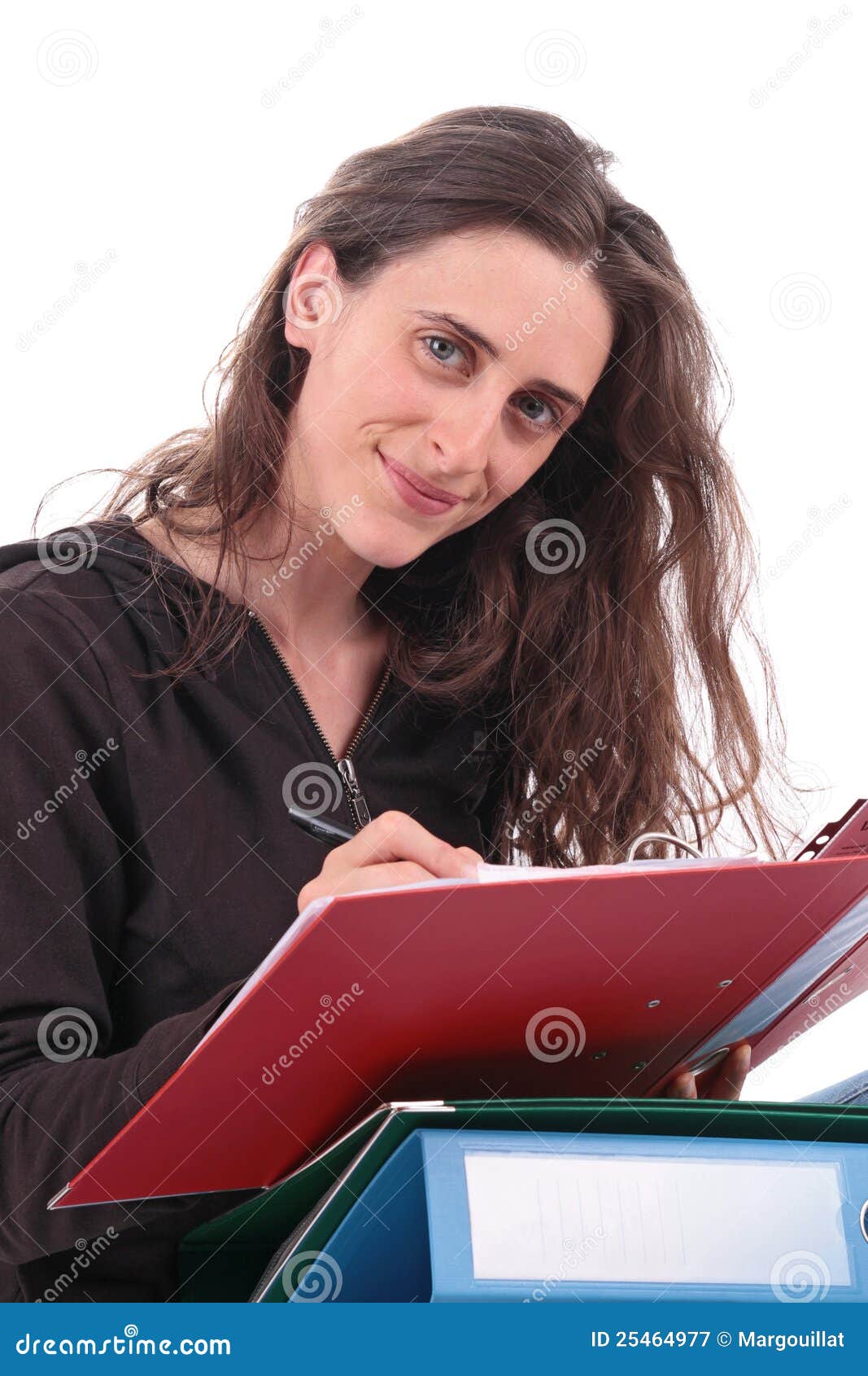 Woman and document stock image. Image of note, smile - 25464977