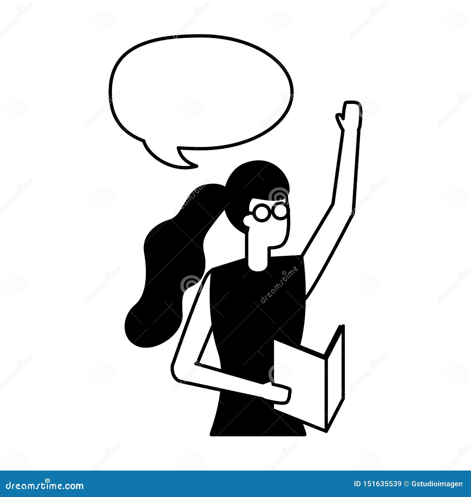 Woman with Document Talk Bubble Stock Illustration - Illustration of ...