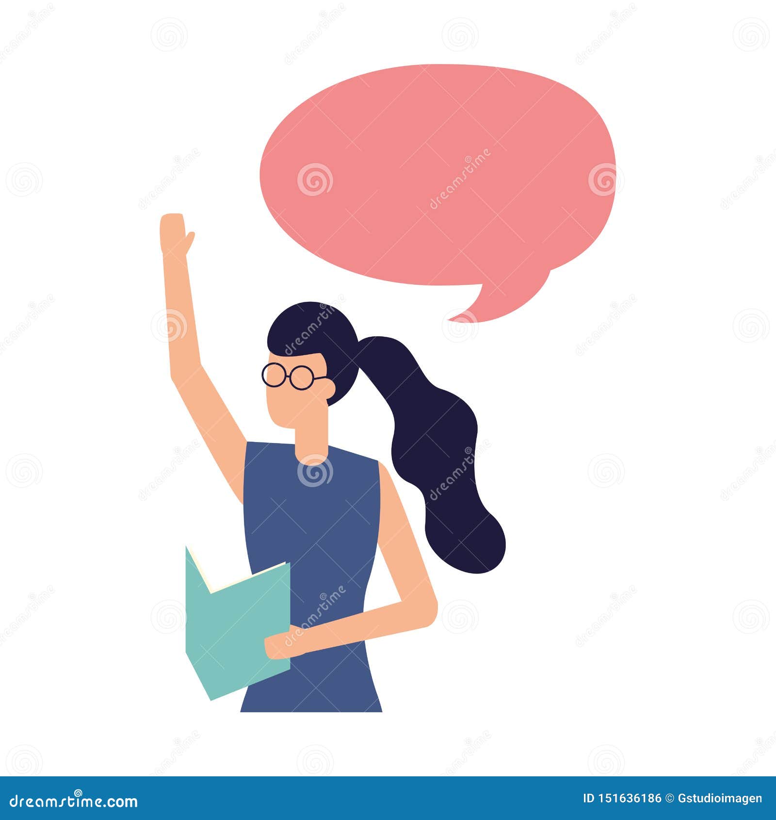 Woman with Document Talk Bubble Stock Illustration - Illustration of ...