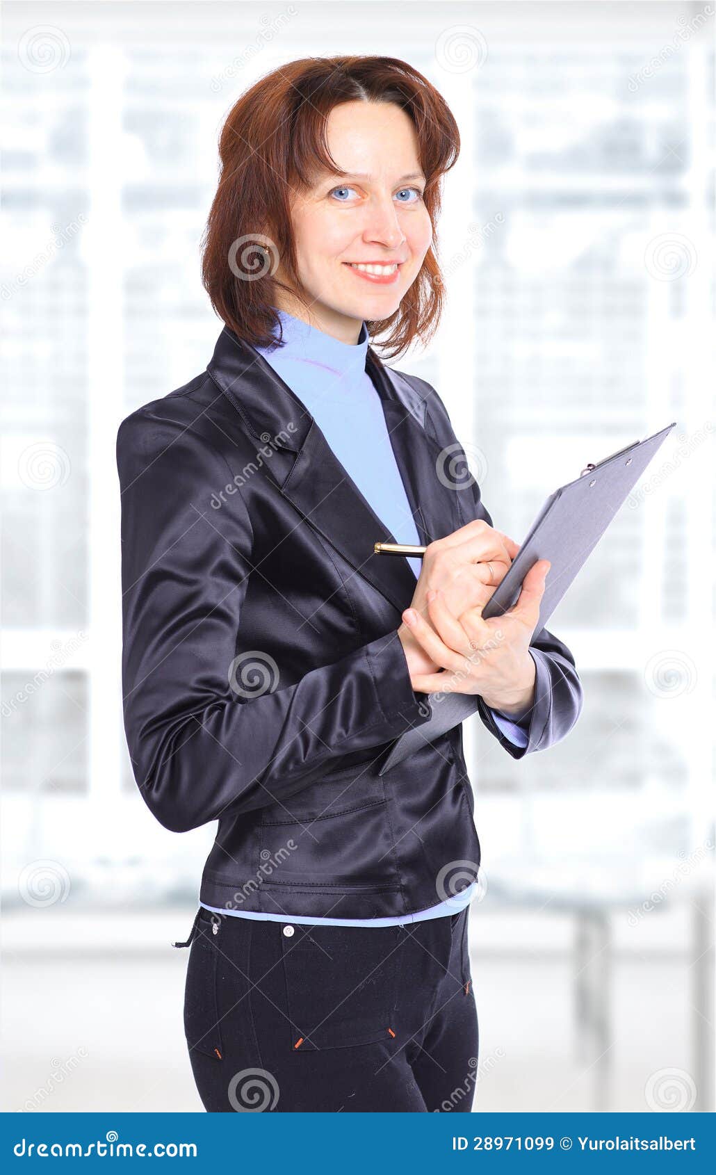 Woman with the documents stock image. Image of modern - 28971099