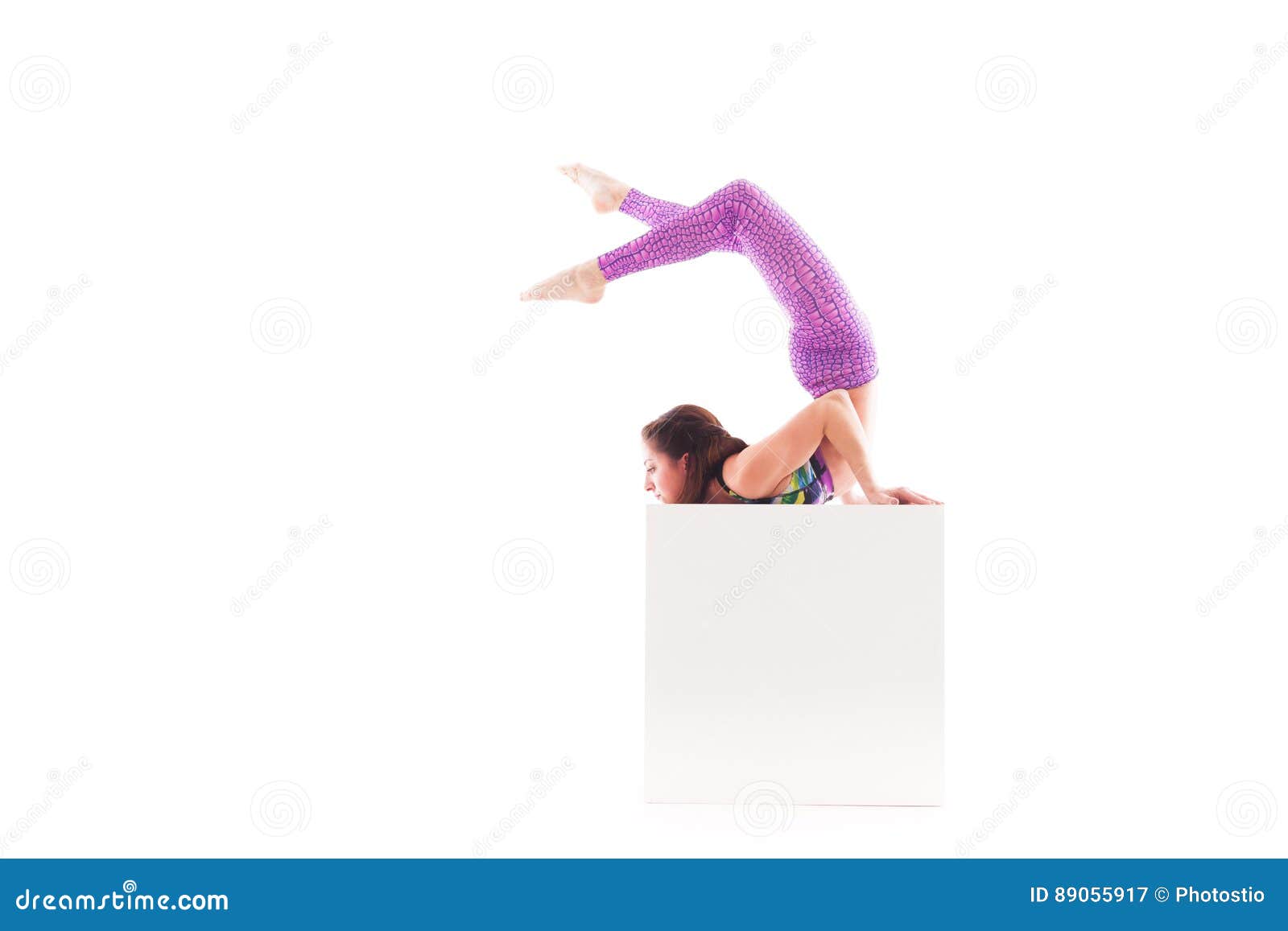 Woman Doing Acrobatic Trick, Isolated on White Stock Image - Image of ...