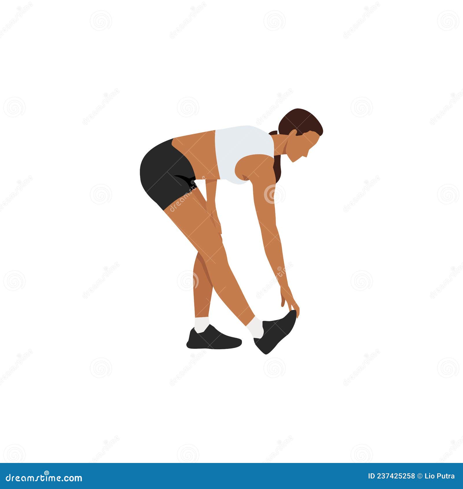 Woman Doing Active Hamstring Stretch Exercise. Stock Vector ...