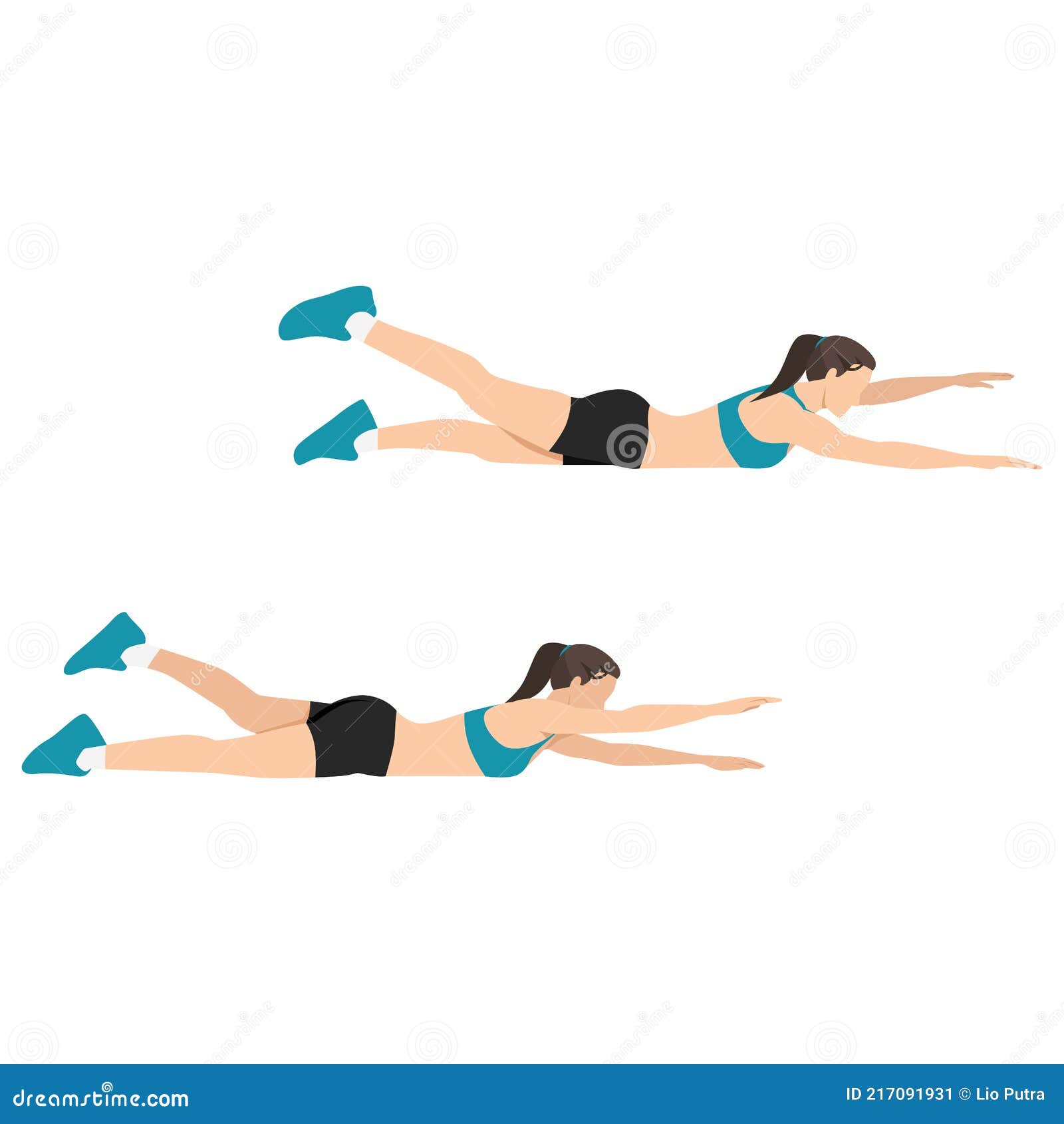 Woman Doing Alternating Superman Exercise Stock Vector - Illustration ...