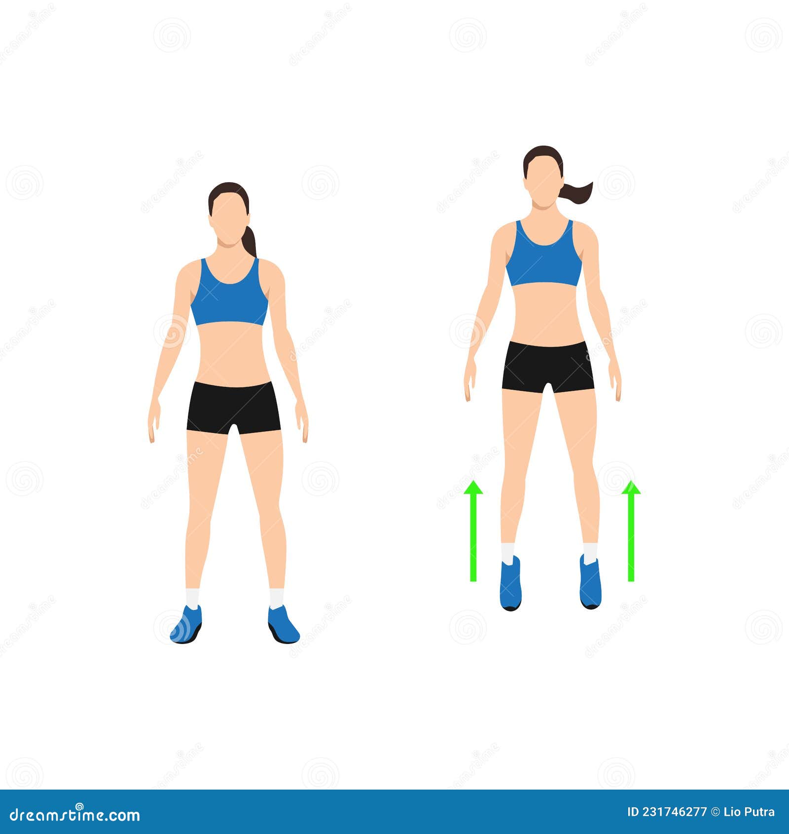 Woman Doing Ankle Hops Exercise. Flat Vector Stock Vector ...