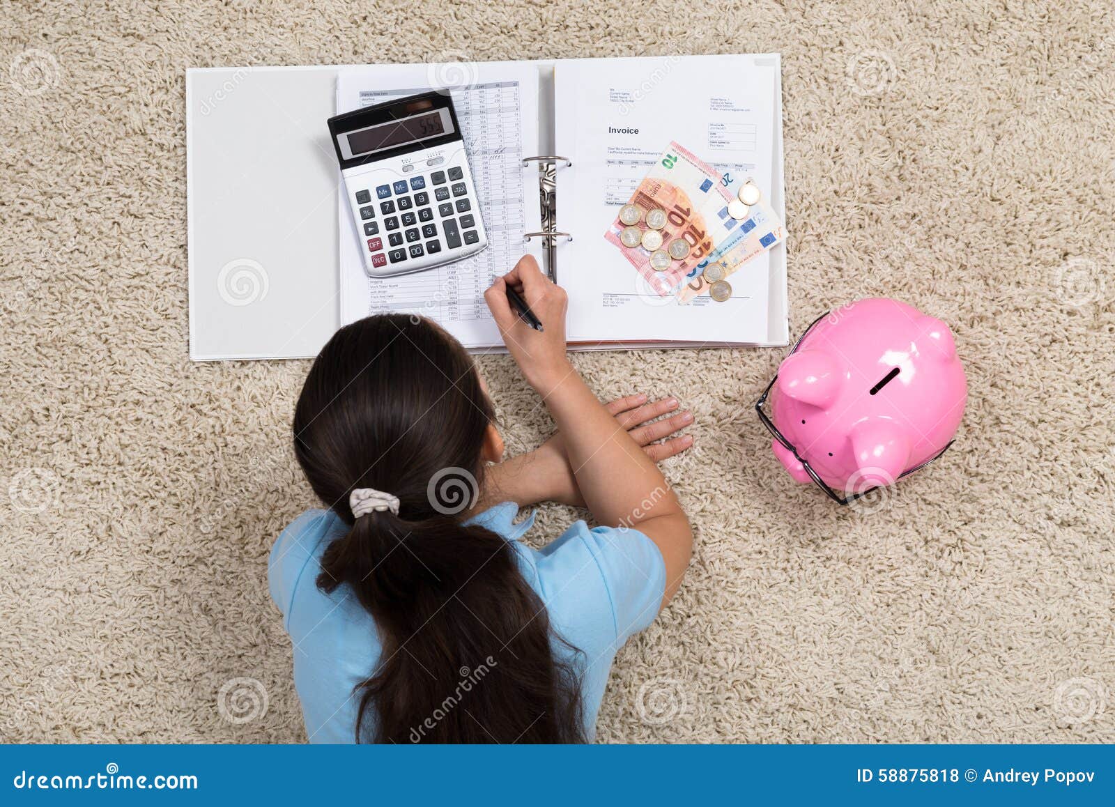 Woman Doing Calculation at Home Stock Photo - Image of folder, paper ...