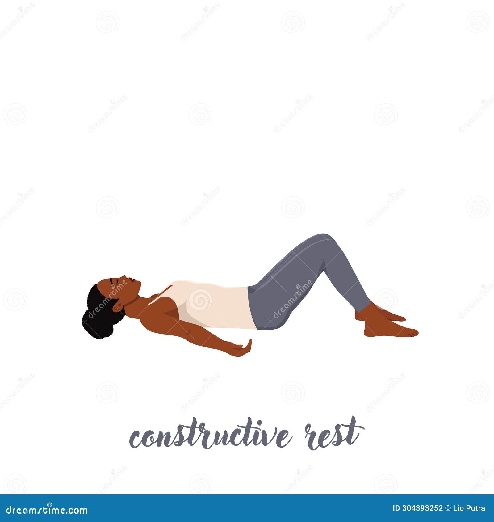 Woman Doing Constructive Rest Pose, Savasana Variation Bent Legs ...