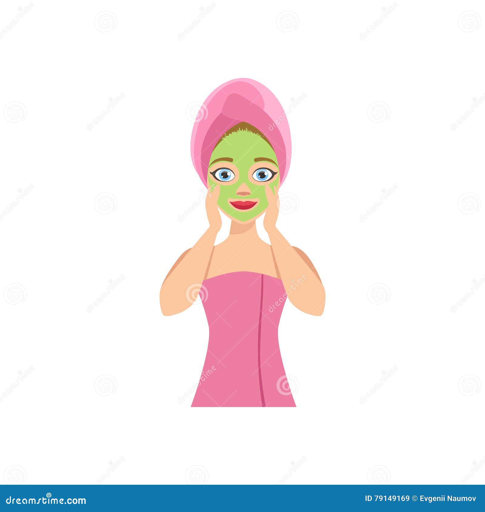 Woman Doing Cream Face Mask Home Spa Treatment Procedure Stock Vector
