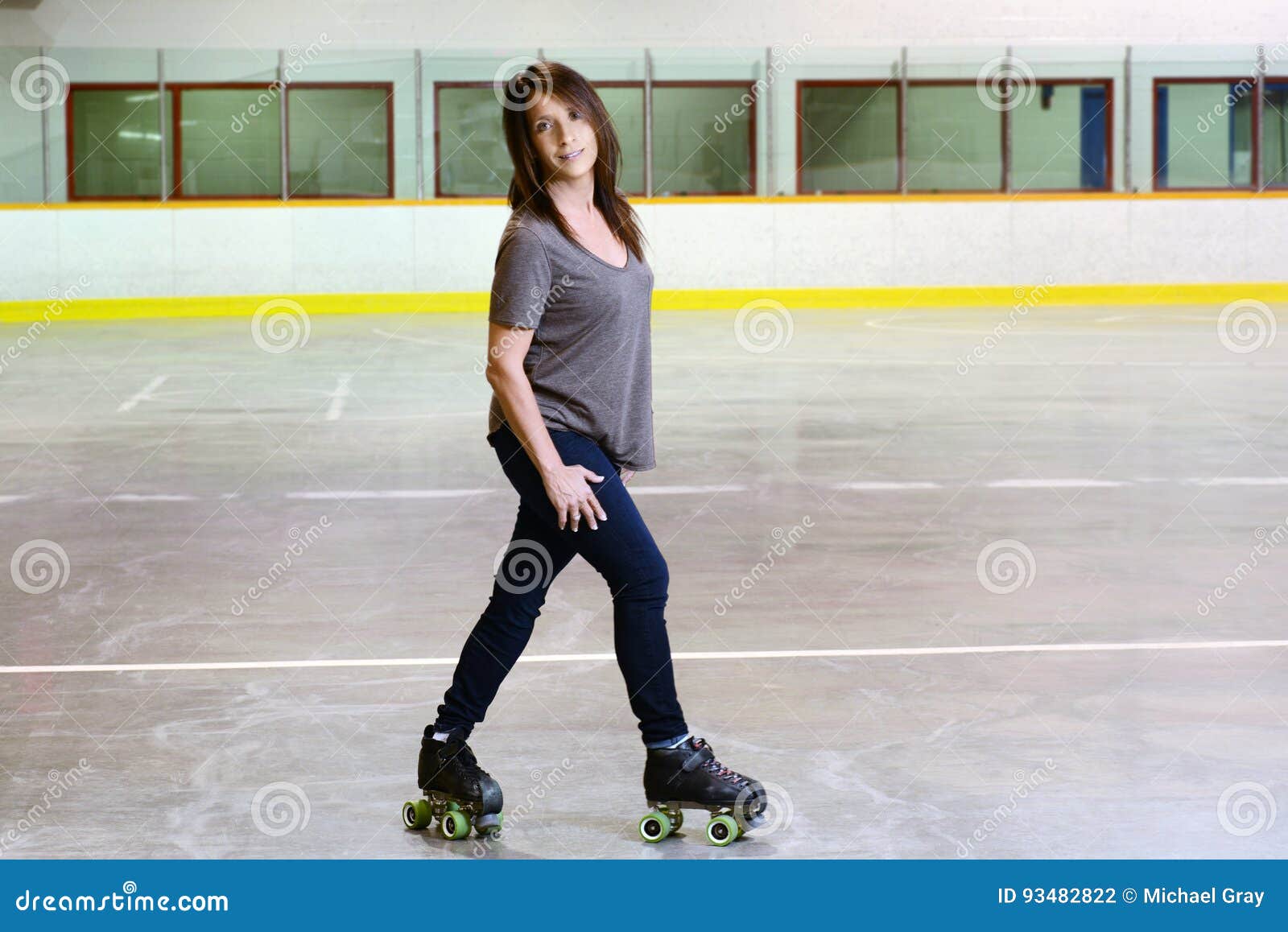 Woman Doing Crossover on Quad Roller Skates Stock Photo - Image of ...