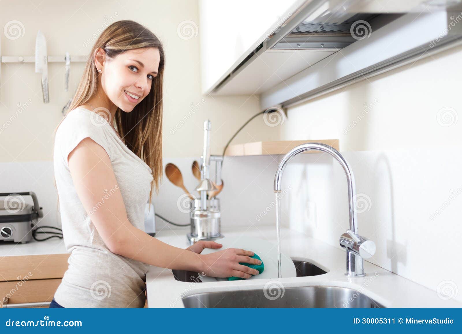 Woman doing dishes stock image. Image of woman, soap - 30005311