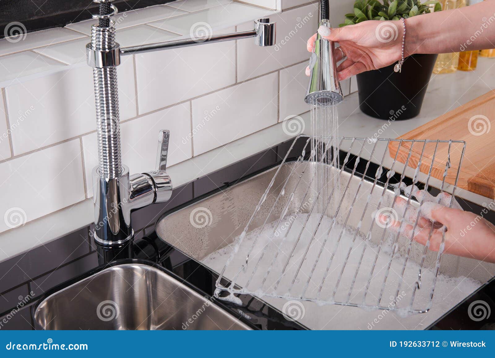 Woman Doing the Dishes in the Kitchen Stock Photo - Image of knife ...