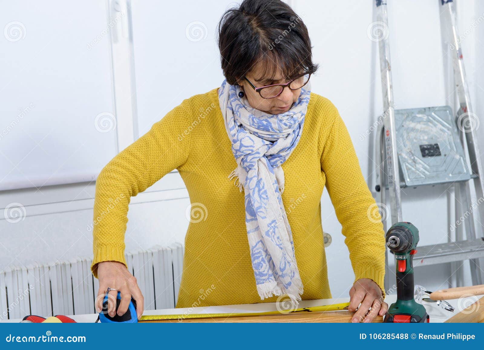 Woman Doing DIY Work at Home Stock Photo - Image of worker, mature ...