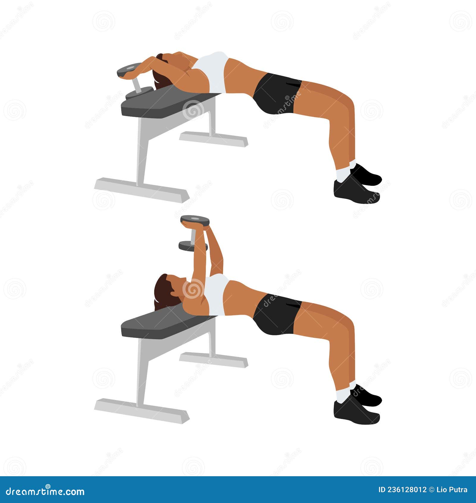 Woman Doing Dumbbell Pullover Exercise. Stock Vector - Illustration of ... Woman Doing Dumbbell Pullover Exercise. Stock Vector - Illustration of ...