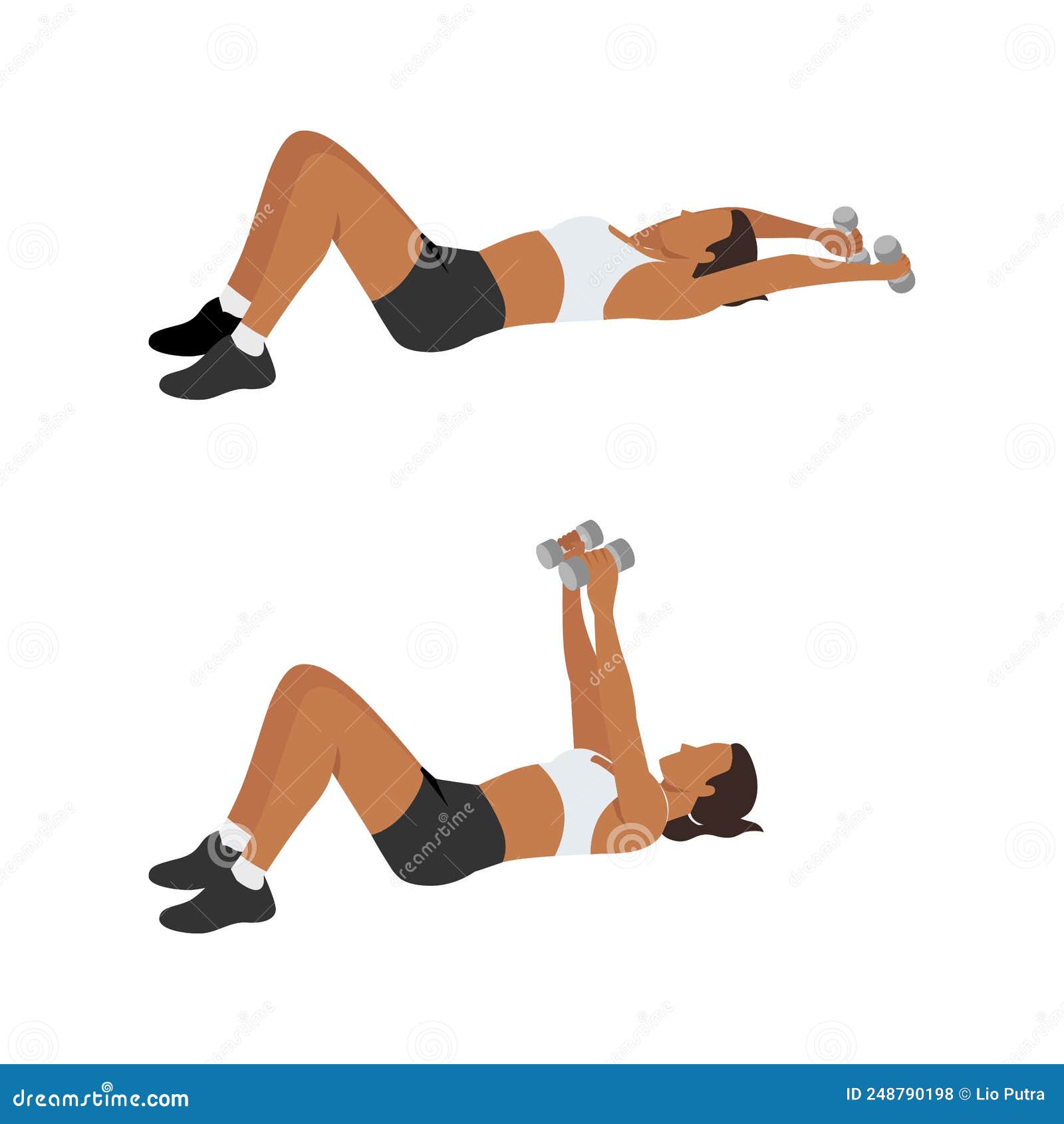 Woman Doing Dumbbell Pullover Exercise. Stock Illustration ... Woman Doing Dumbbell Pullover Exercise. Stock Illustration ...