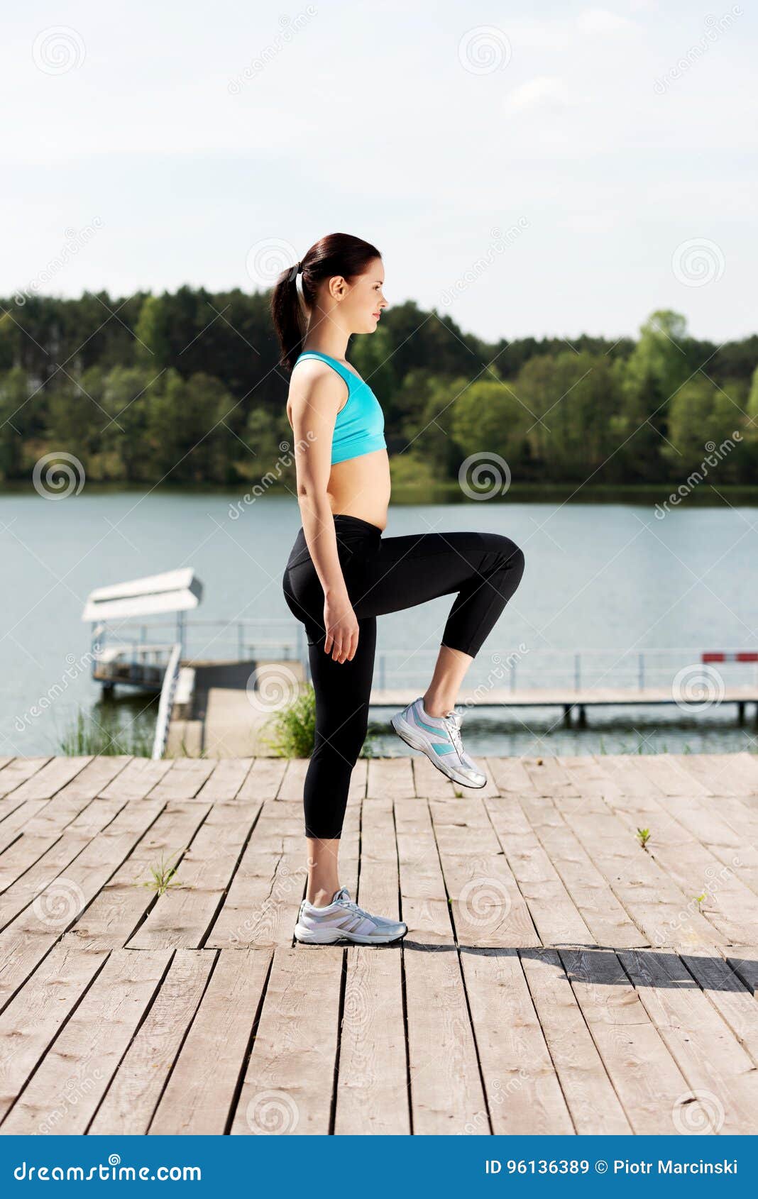 Woman Doing Excercise in Nature. Stock Image - Image of body, beauty ...