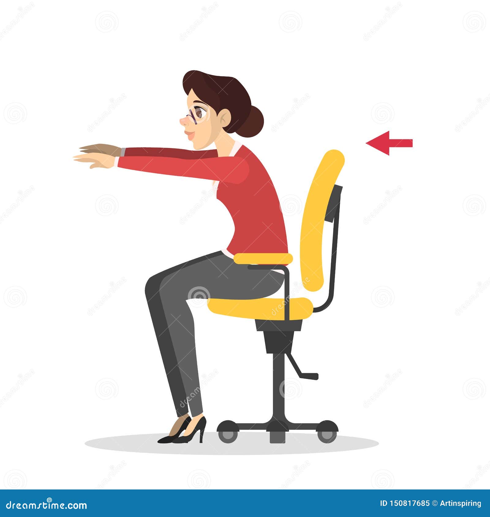 Woman Doing Exercise in Office. Workout during the Break Stock Vector ...
