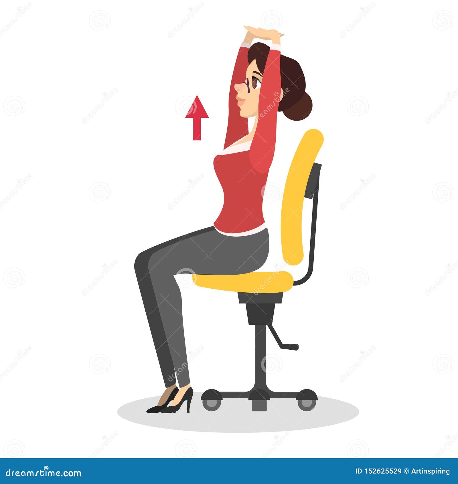 Woman Doing Exercise in Office. Workout during the Break Stock Vector ...