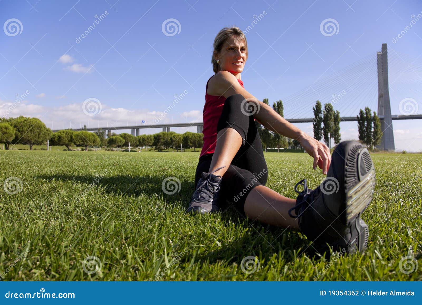 Woman Doing Exercise Outdoor Stock Photo - Image of muscular, health ...