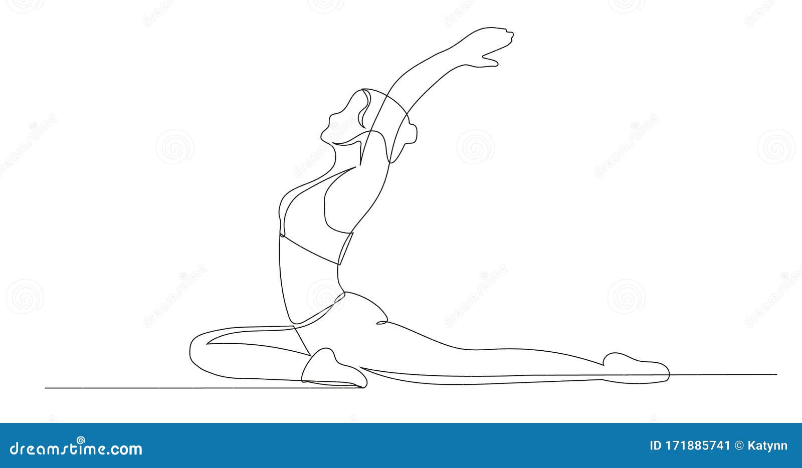 Woman Doing Exercise In Yoga Pose Continuous Line Drawing Stock