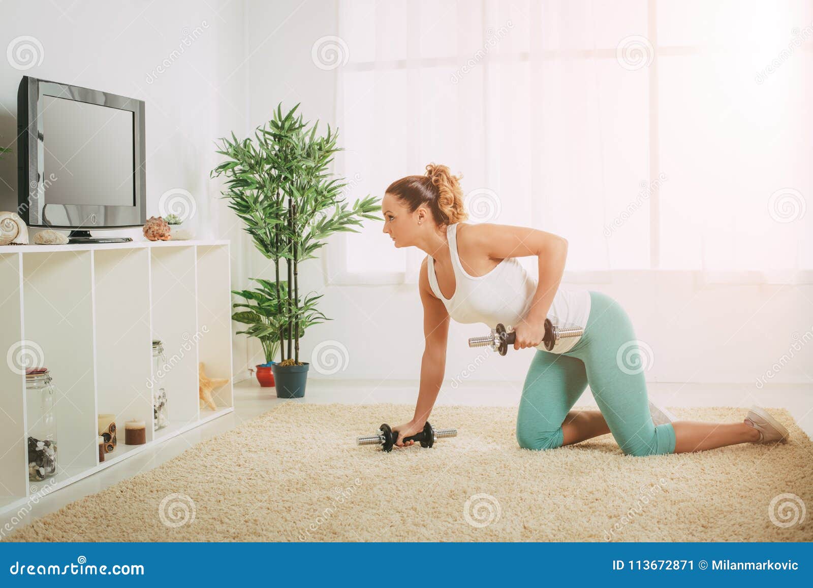 Woman Doing Exercises stock image. Image of picking - 113672871