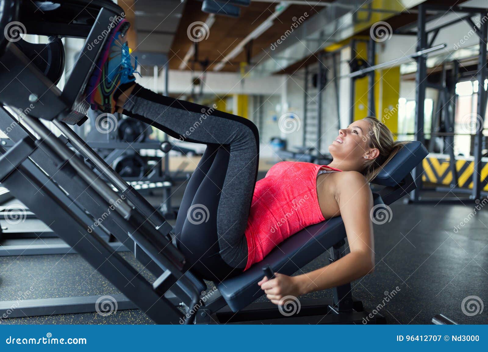 Woman Doing Exercises in Gym for Legs Stock Image - Image of athlete ...